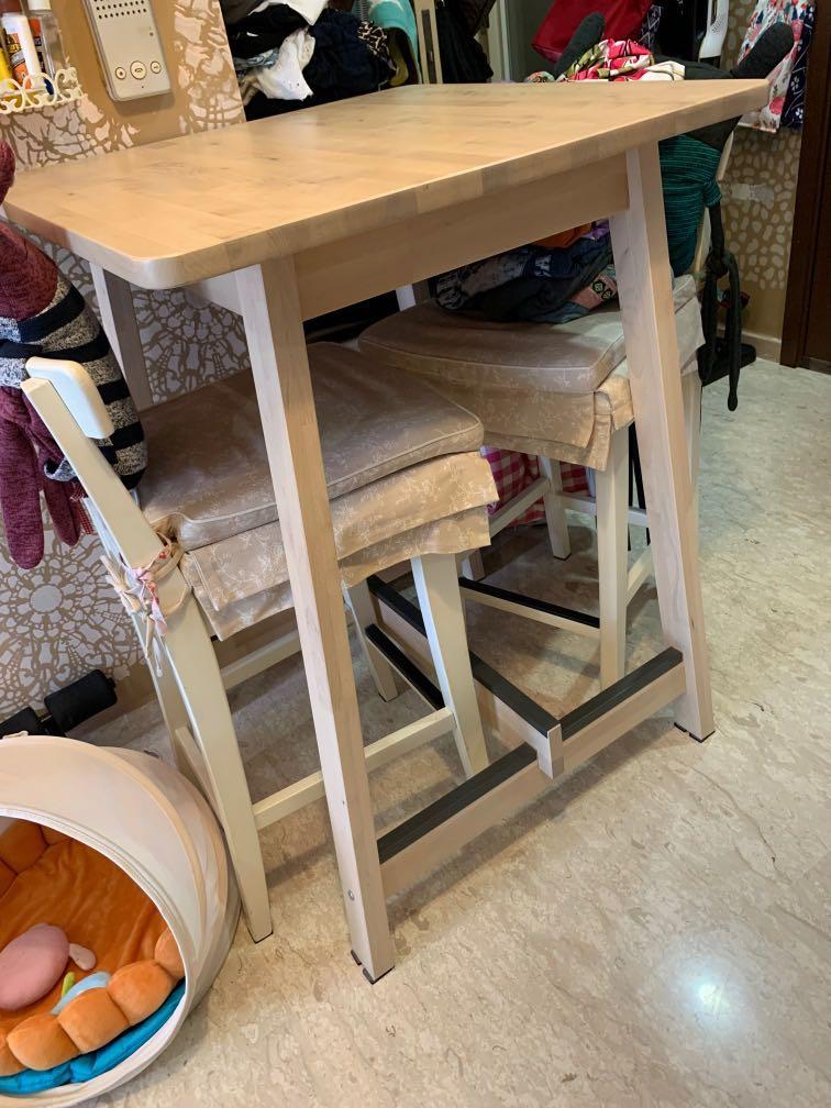 Ikea dinner Norakker bar table dining wood high furniture set Norraker ...