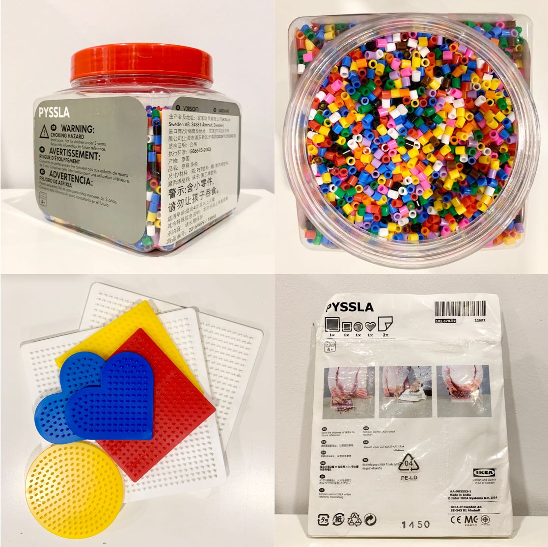 IKEA PYSSLA Perler Beads with Bead Shape Tray, Hobbies & Toys ...