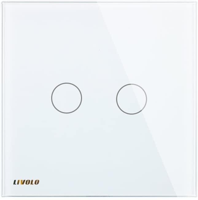 LIVOLO Touch Light Switch White with LED Indicator with Tempered Glass ...