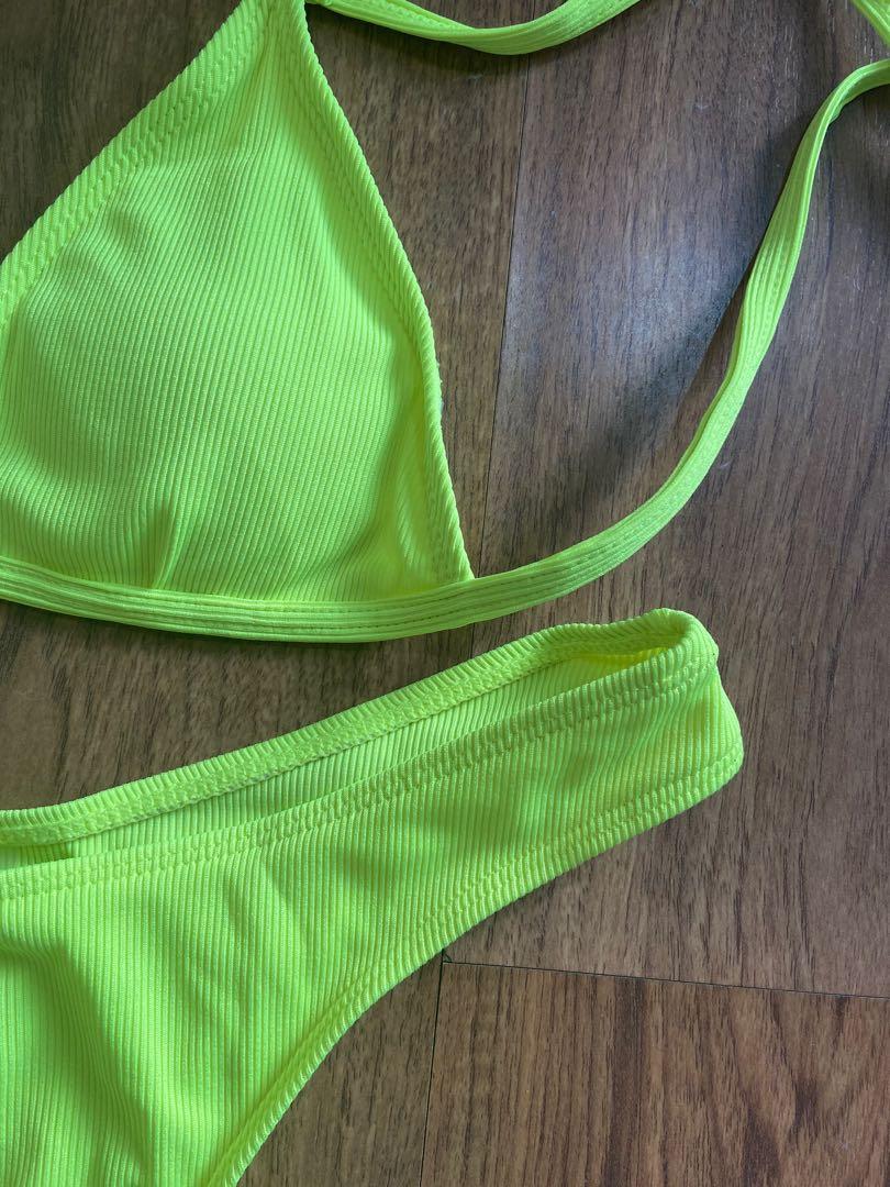 New Neon green triangle bikini, Women's Fashion, Swimwear, Bikinis ...
