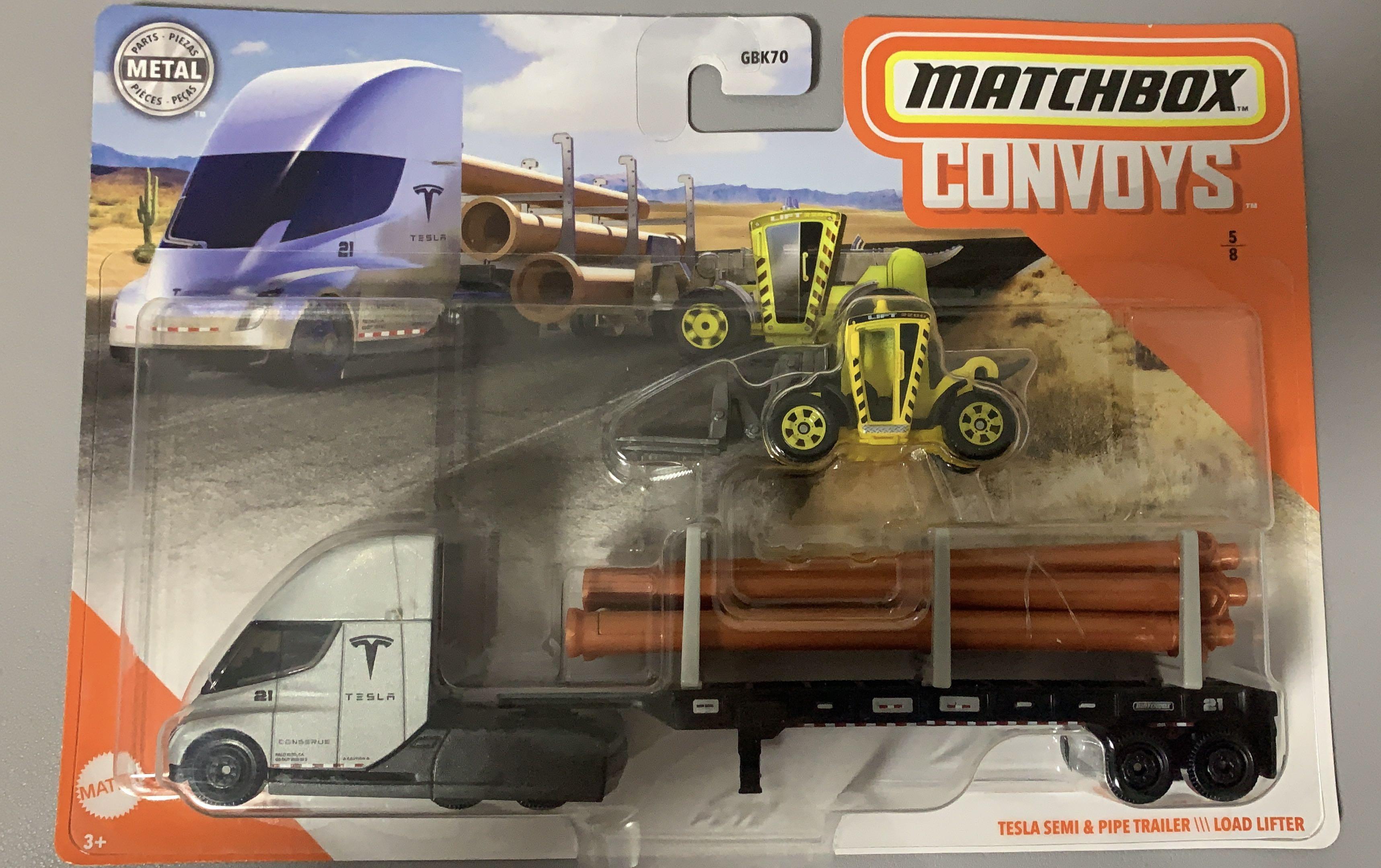[PO] Matchbox convoys GBK 70 Tesla Semi and pipe trailer diecast truck ...