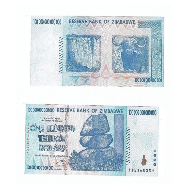 Zimbabwe One Hundred Trillion Dollar Note, Vintage & Collectibles ...