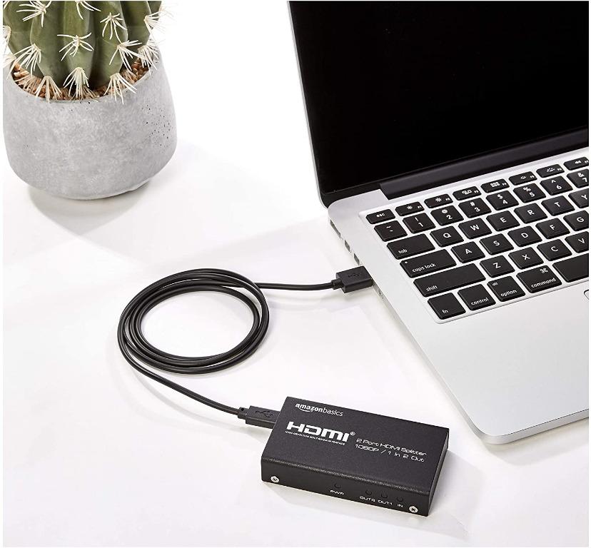 AmazonBasics - Dual USB to HDMI Splitter (1080P, 1 x 2), Computers ...