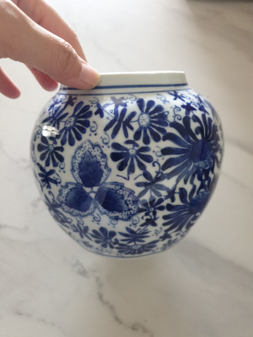 Blue chinese plant pot, Furniture & Home Living, Gardening, Pots ...