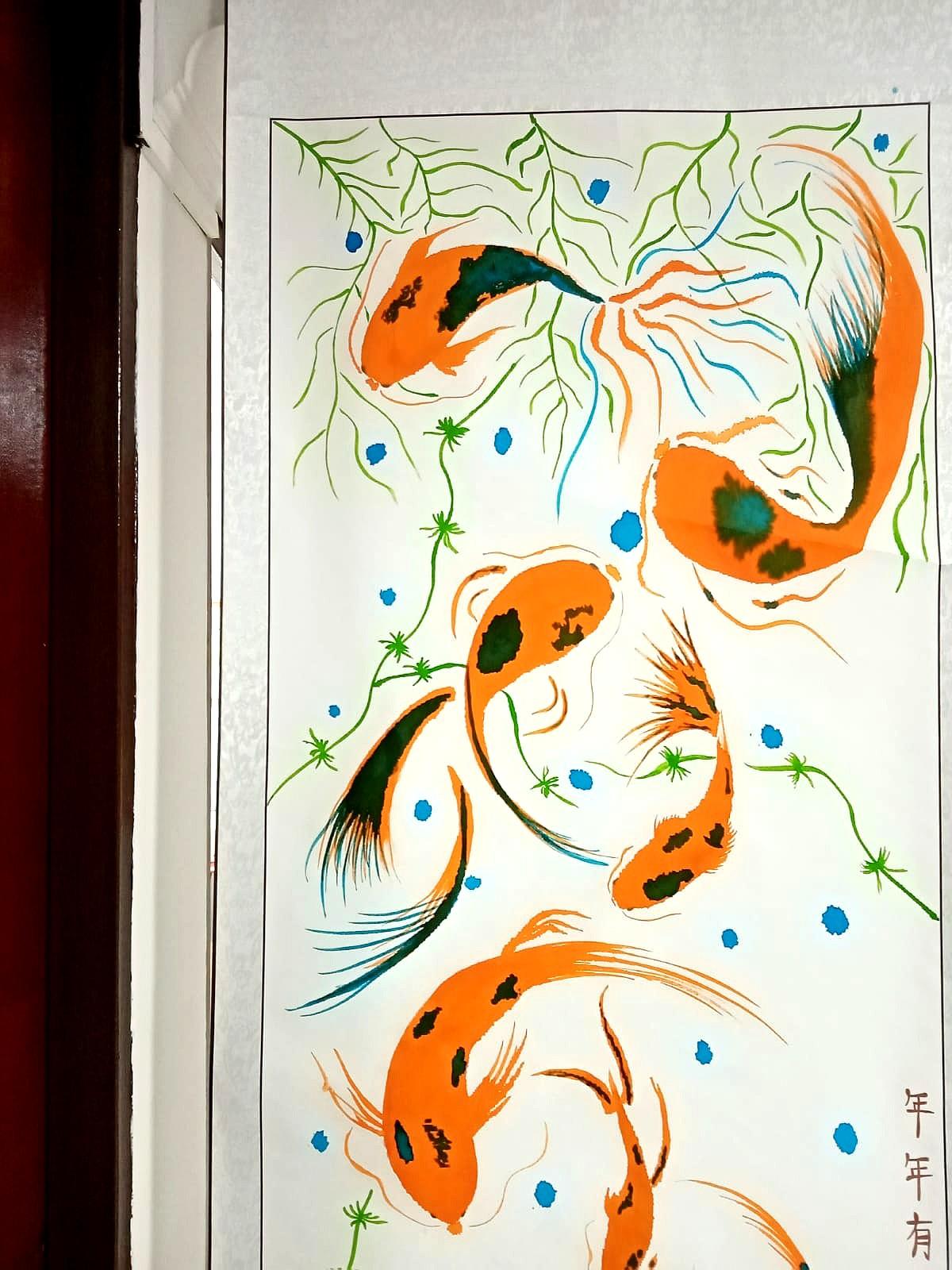 Koi Fish Calligraphy Art Painting, Hobbies & Toys, Stationery & Craft ...