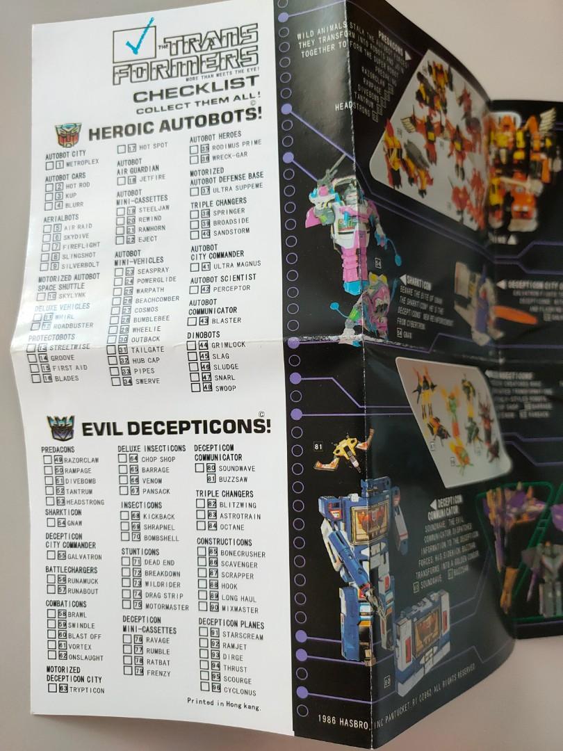 G1 1980s vintage transformer checklist 3 booklet, Hobbies & Toys, Toys ...