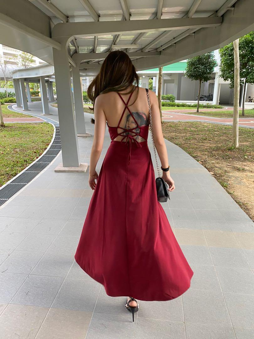 Airspace Cross-back Red Dress, Women's Fashion, Tops, Sleeveless on ...