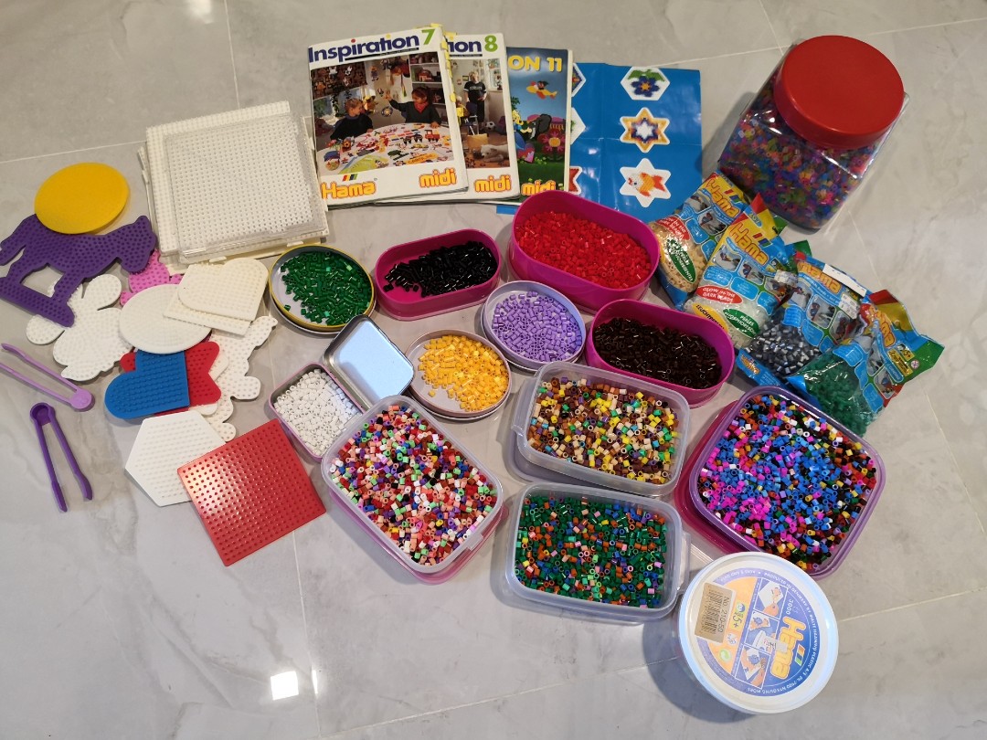 Hama Beads Lot Set with books/templates/packets of original hama beads ...