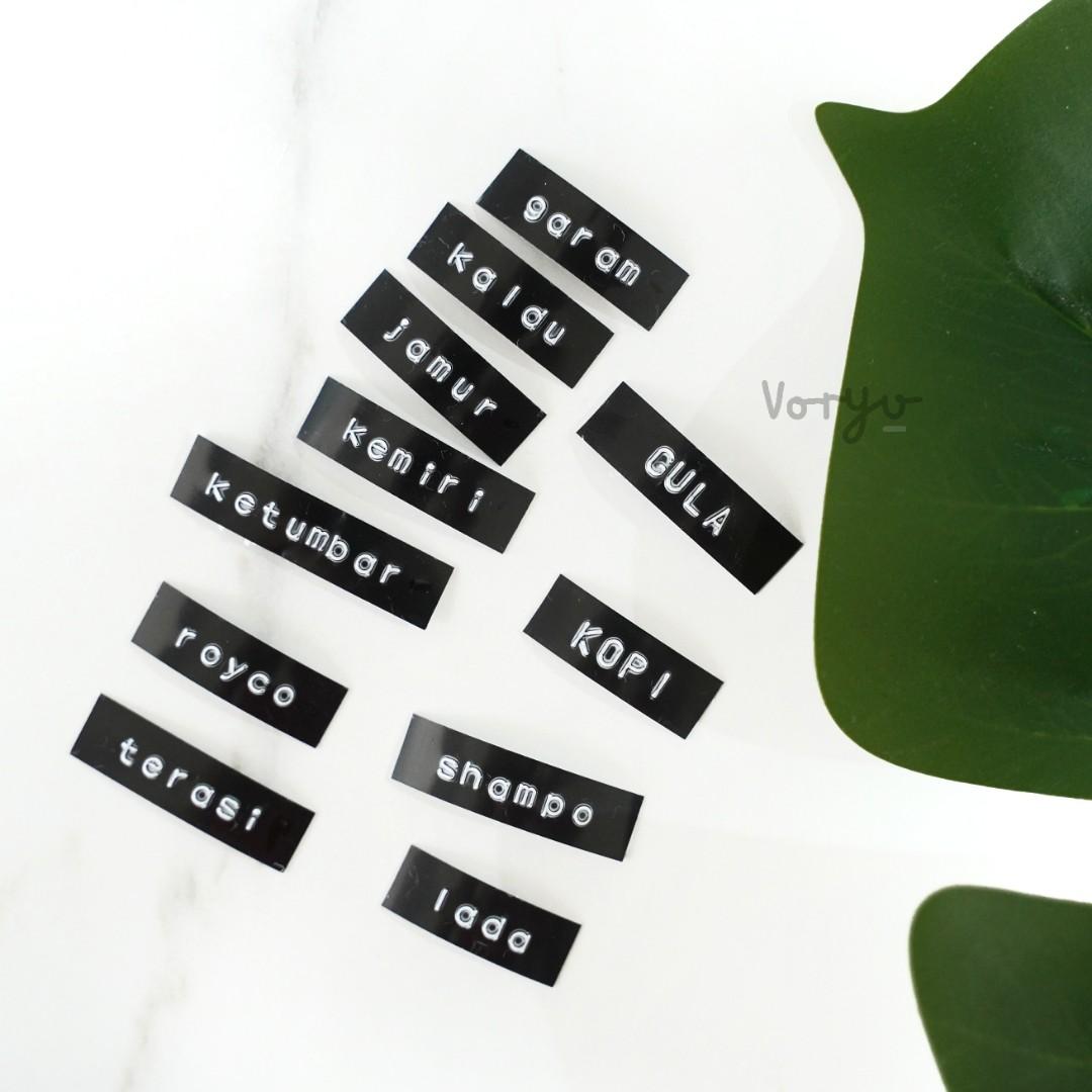 Hitam | Custom Label Sticker Aesthetic 3D Nama Bumbu Emboss Timbul ...