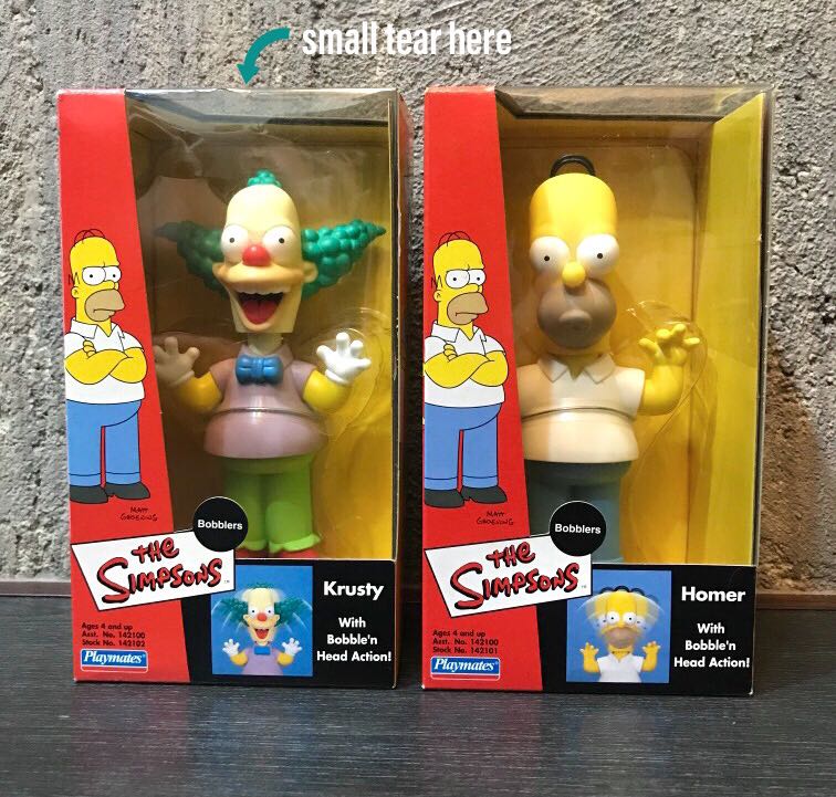 🔥2002 PLAYMATES Simpsons Homer & Krusty Bobblehead Figurines NEW ...