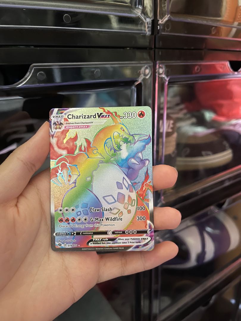 Pokemon TCG Champion’s Path Rainbow Charizard VMax, Hobbies & Toys ...