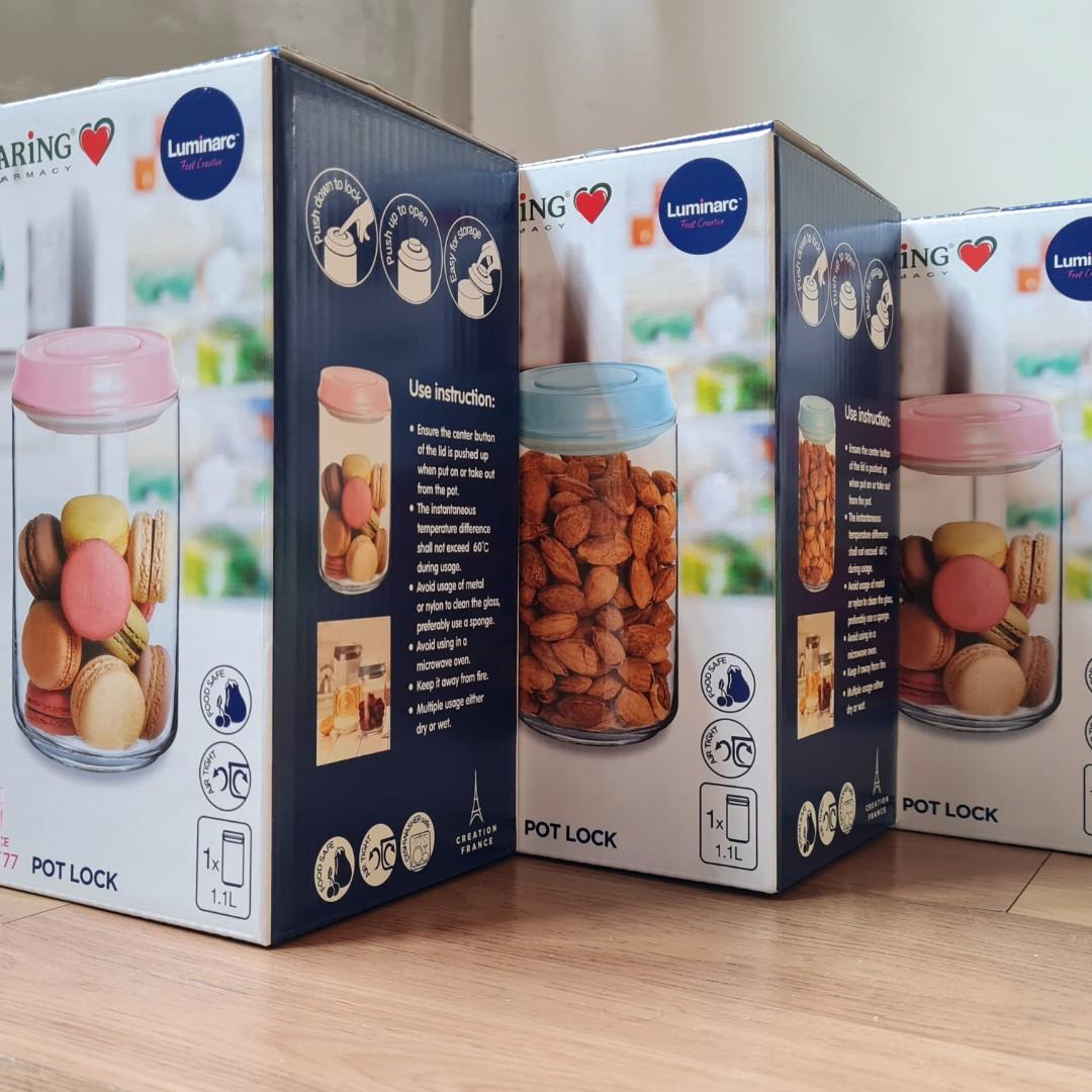 POT LOCK Glass Storage, Furniture & Home Living, Kitchenware ...