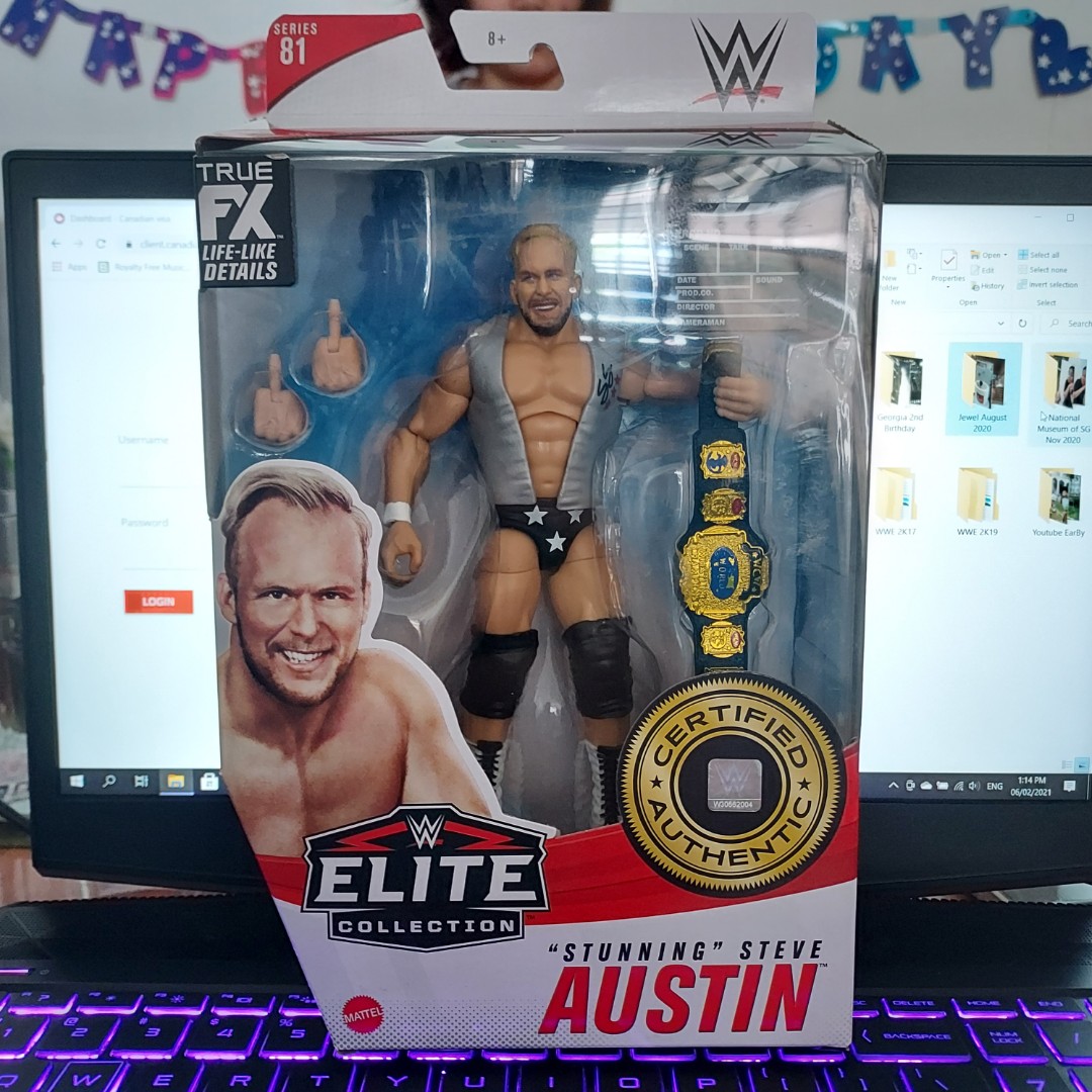 WWE Elite Steve Austin Stunning Stone Cold, Toys & Games, Others on ...