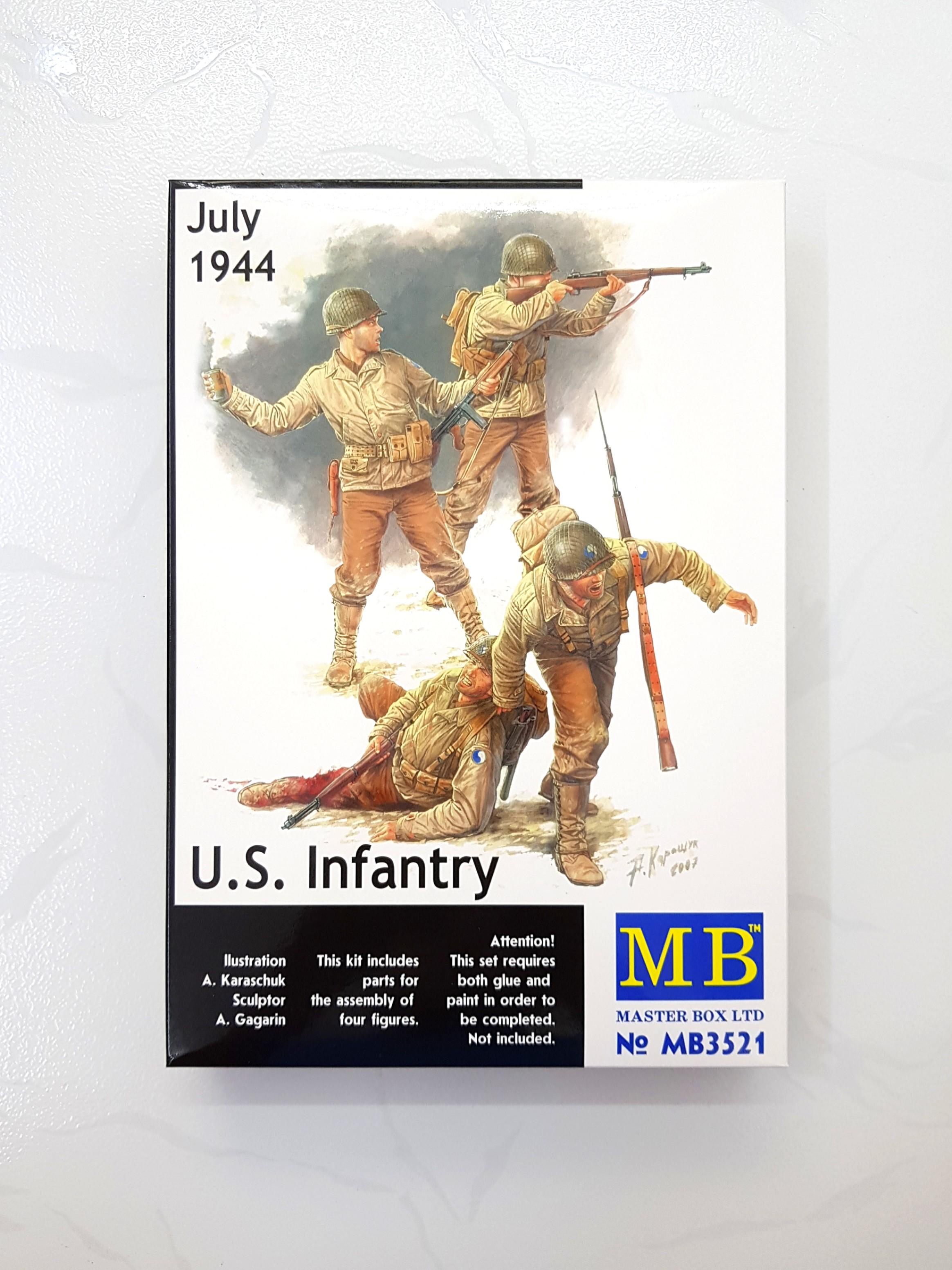 1/35 Master Box #3521 U.S. Infantry, July 1944 c/w 4 Figures (WWII 2nd ...