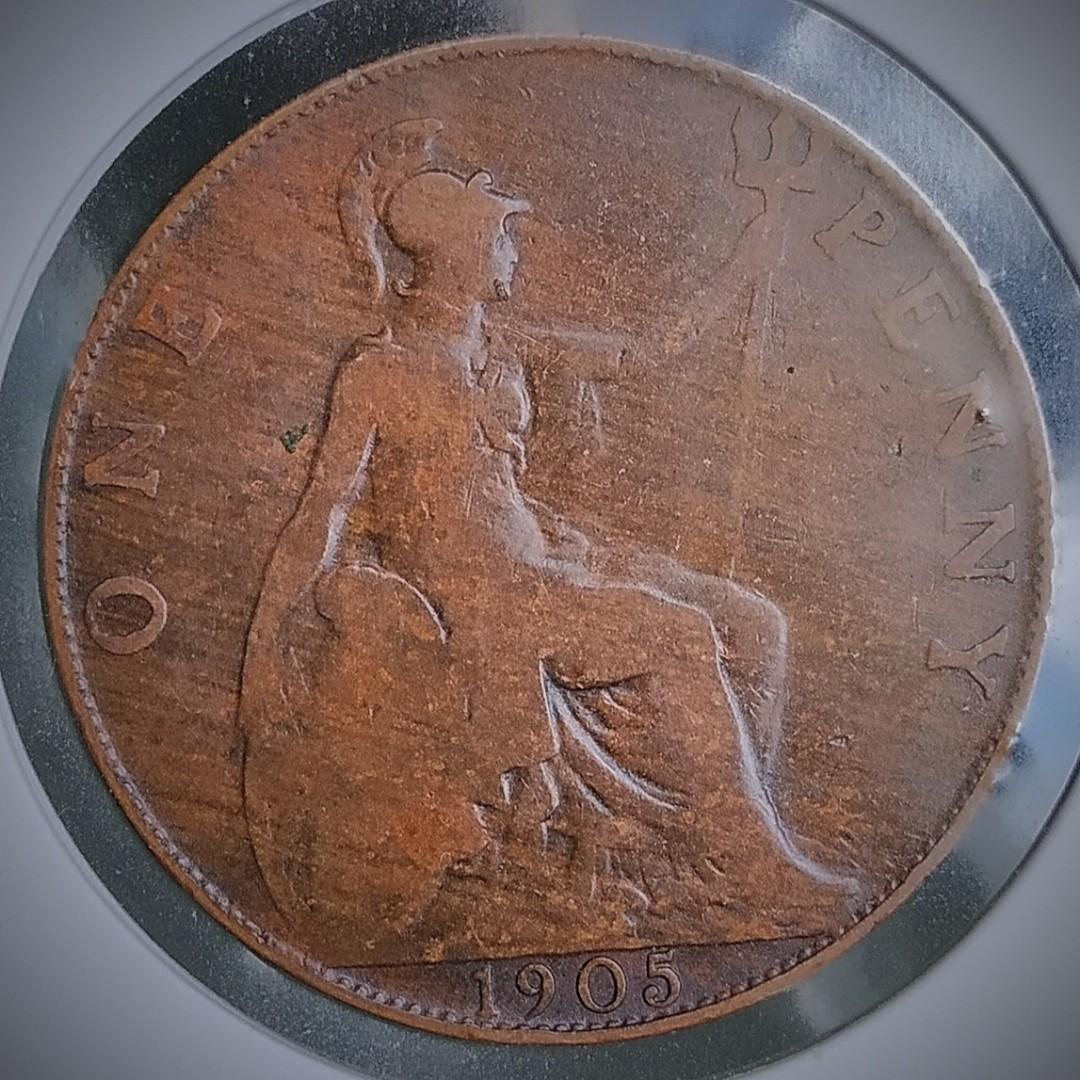 1905 One Penny Britannia Copper Coin, Hobbies & Toys, Memorabilia ...