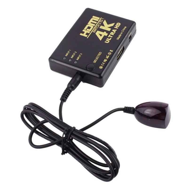4K x 2K HDMI Switch 3x1 3 Port Switcher Selector 1080p w/ IR Remote ...