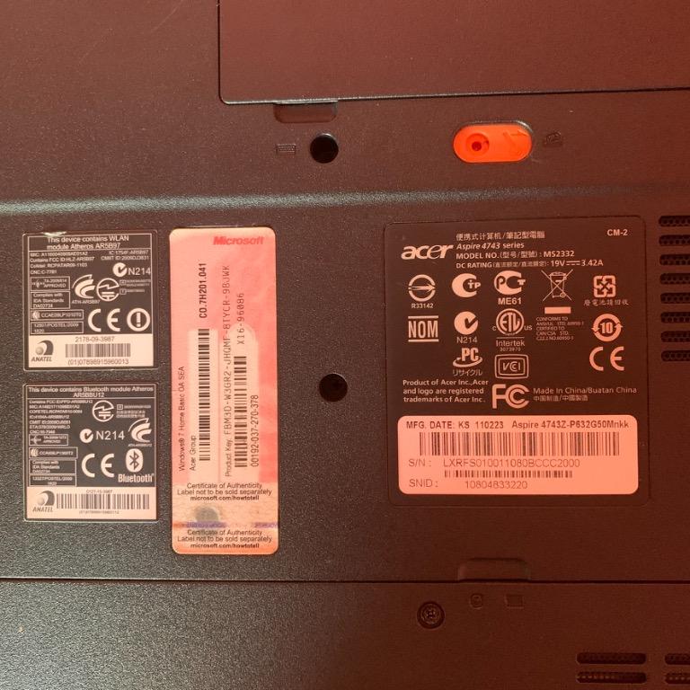 Acer Aspire 4743 Model MS2332 Laptop, Computers & Tech, Laptops ...