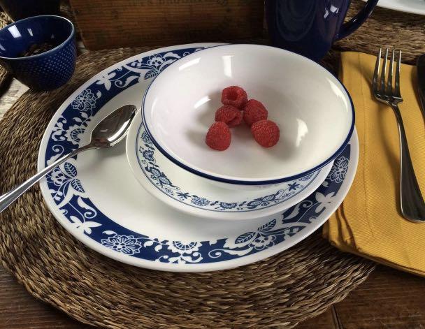Corelle Service for 6 True Blue Dinnerware Set, Furniture & Home Living ...