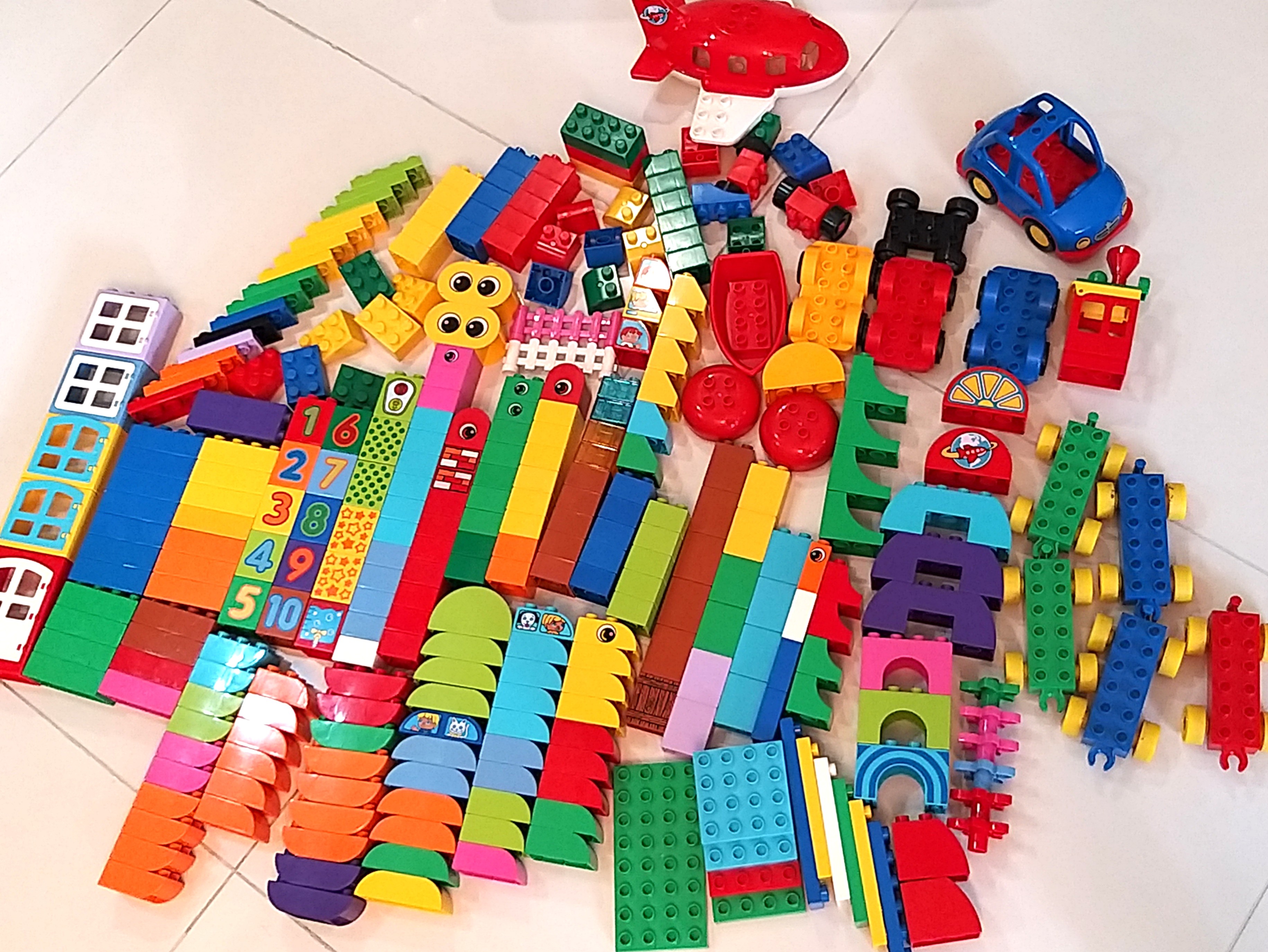 DUPLO Blocks + Airplane + Boat + Cars + Train + Windows + Door, Hobbies ...