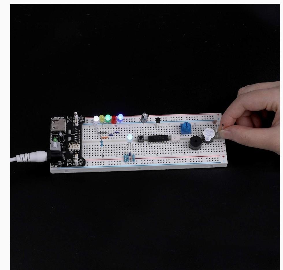 ELEGOO Upgraded Electronics Fun Kit w/Power Supply Module, Jumper Wire, Precision Potentiometer ...