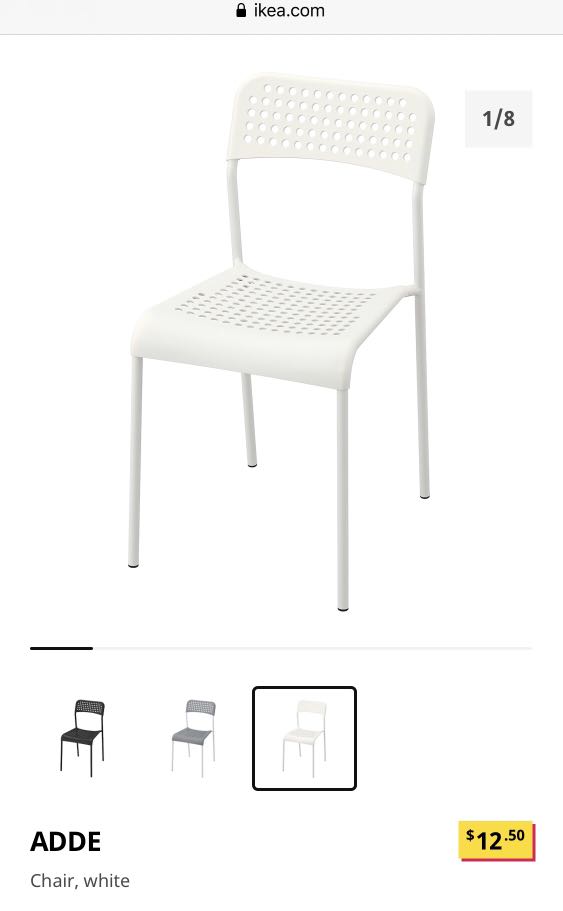 Ikea ADDE Chair set of 4, Furniture & Home Living, Furniture, Chairs on ...