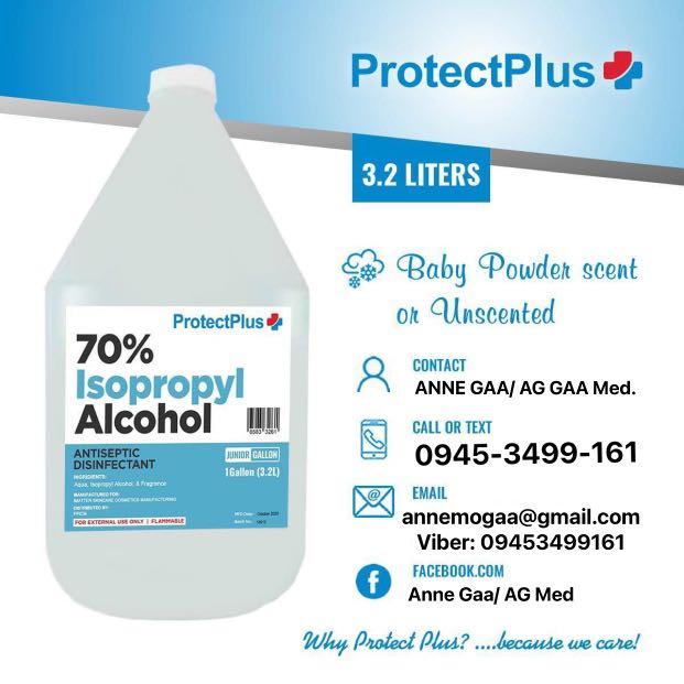 PROTECT PLUS ALCOHOL 70% Isop BABY POWDER SCENT, Beauty & Personal Care ...