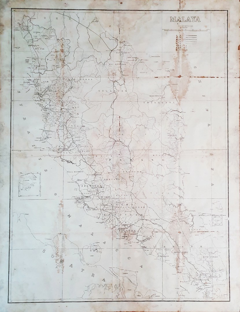 Rare Pre-War Malaya Japanese Orignal Map 91 x 70. ( Malaysia and ...