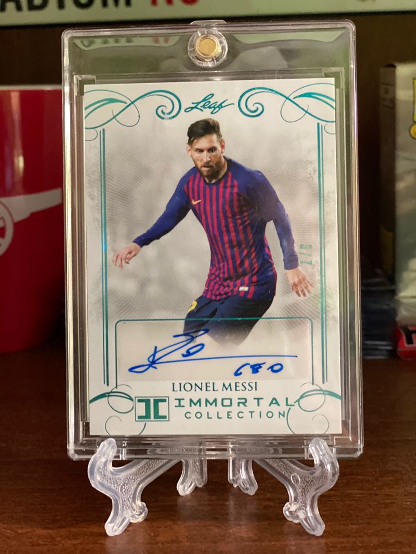 Soccer card 2018 Leaf Immortal #BA-LM1 Lionel Messi Auto Blue Card #3/7 ...