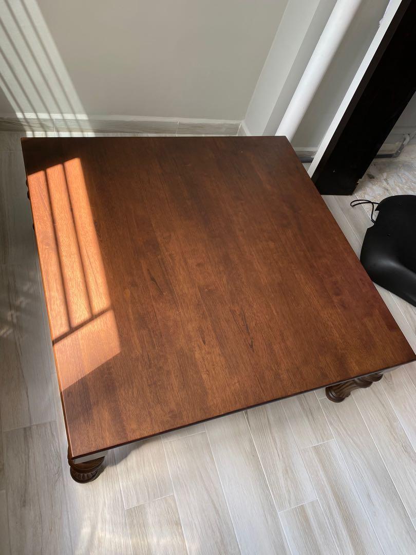 Solid Wooden Square Coffee Table, Furniture, Tables & Chairs on Carousell