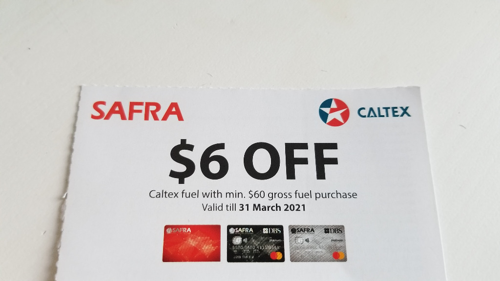 Five Caltex fuel vouchers (SAFRA promo) 40% off face value. Free ...