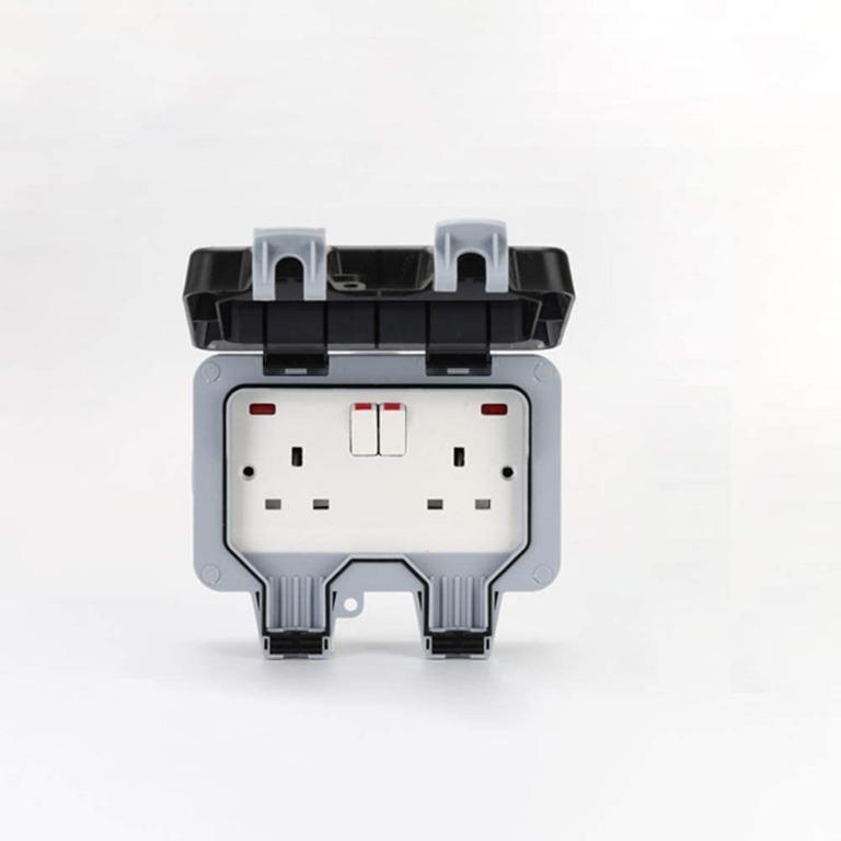 Outdoor Sockets Waterproof Double Socket, Wall Electrical Outlets, IP66 ...