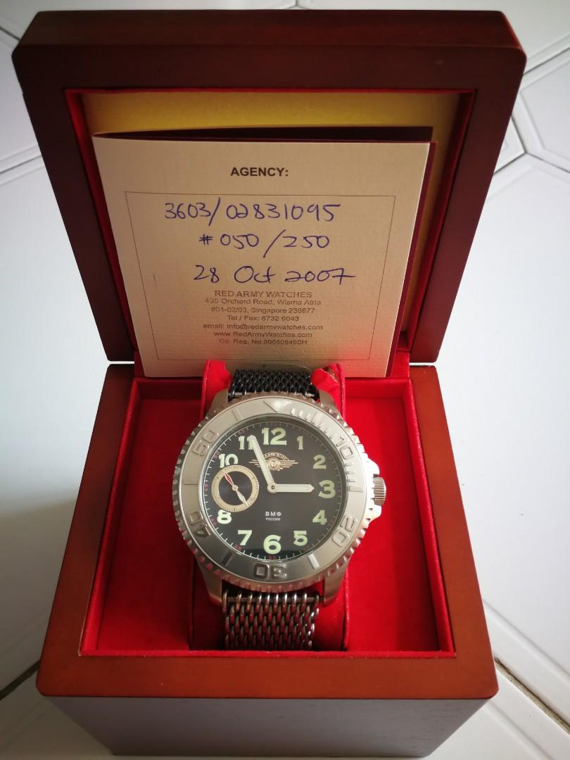 'RED OCTOBER' Red Army Dive watch, 50mm,Steel Shark Mesh Bracelet ...