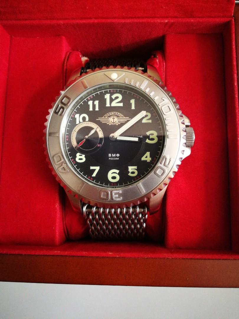 'RED OCTOBER' Red Army Dive watch, 50mm,Steel Shark Mesh Bracelet ...