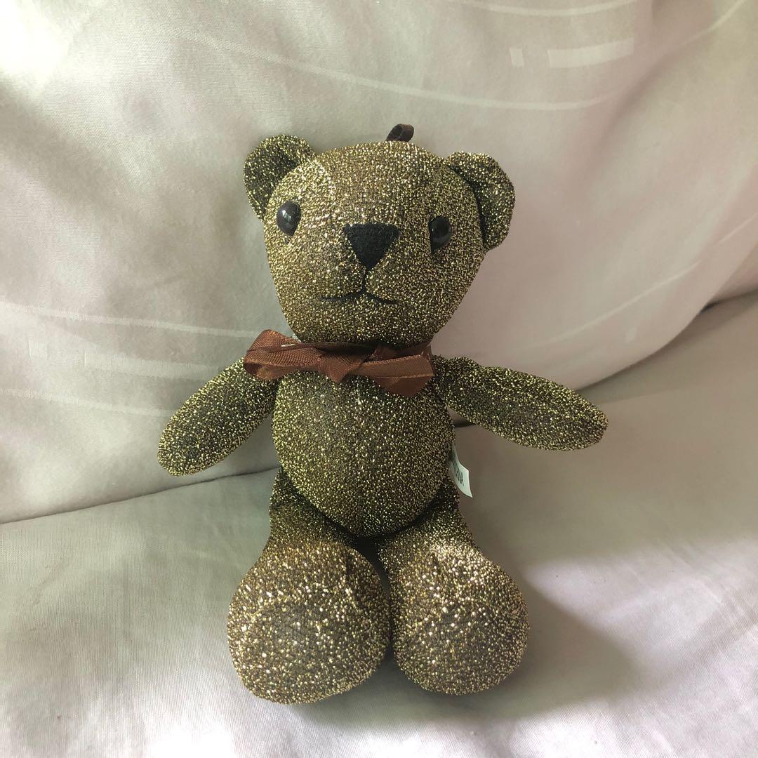 Small gold glitter teddy bear, Hobbies & Toys, Toys & Games on Carousell