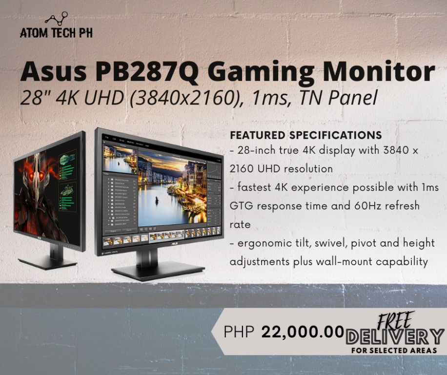 ASUS PB287Q 28-INCH 4K UHD GAMING MONITOR, Computers & Tech, Parts ...