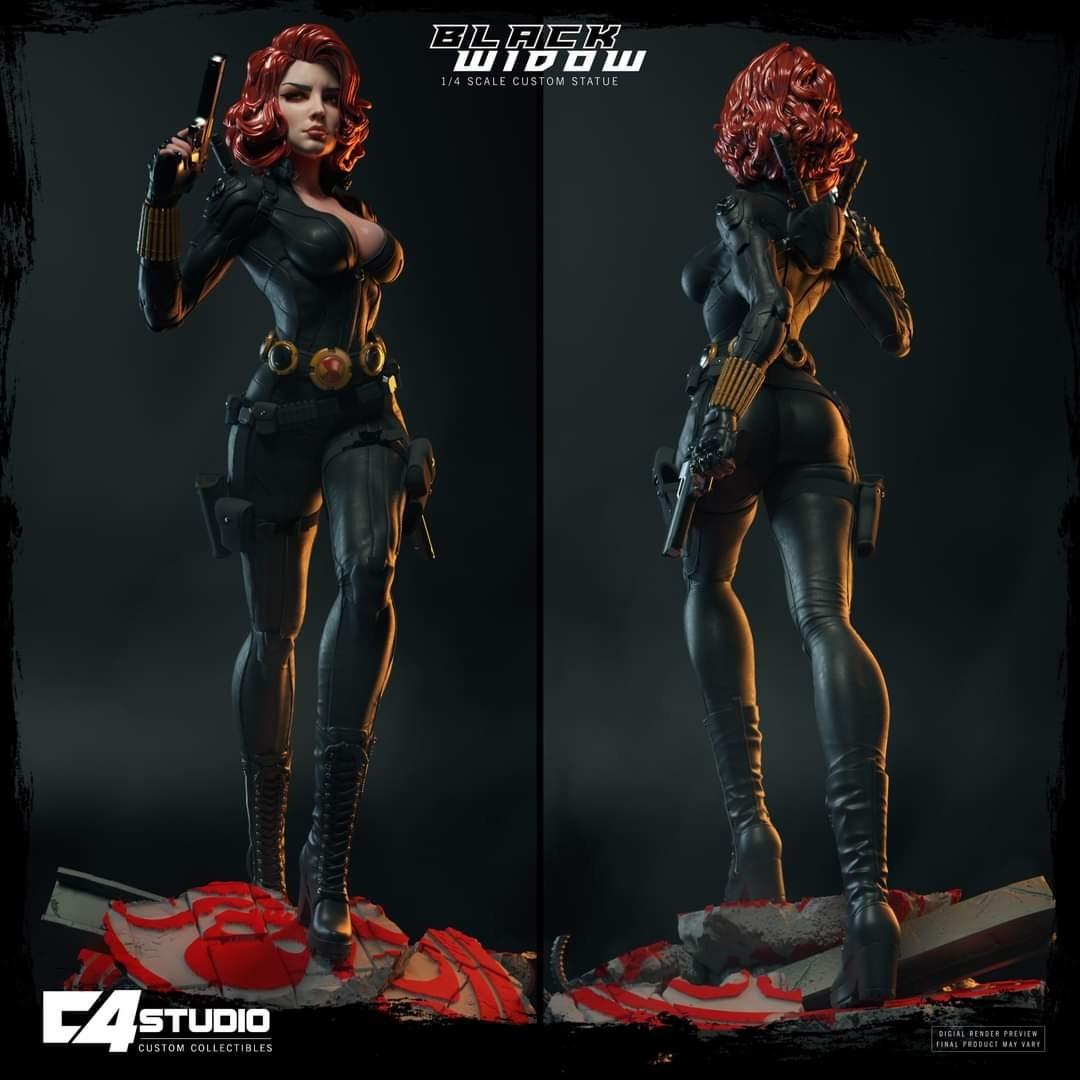 [C4 STUDIO] Black Widow Statue, Hobbies & Toys, Toys & Games on Carousell