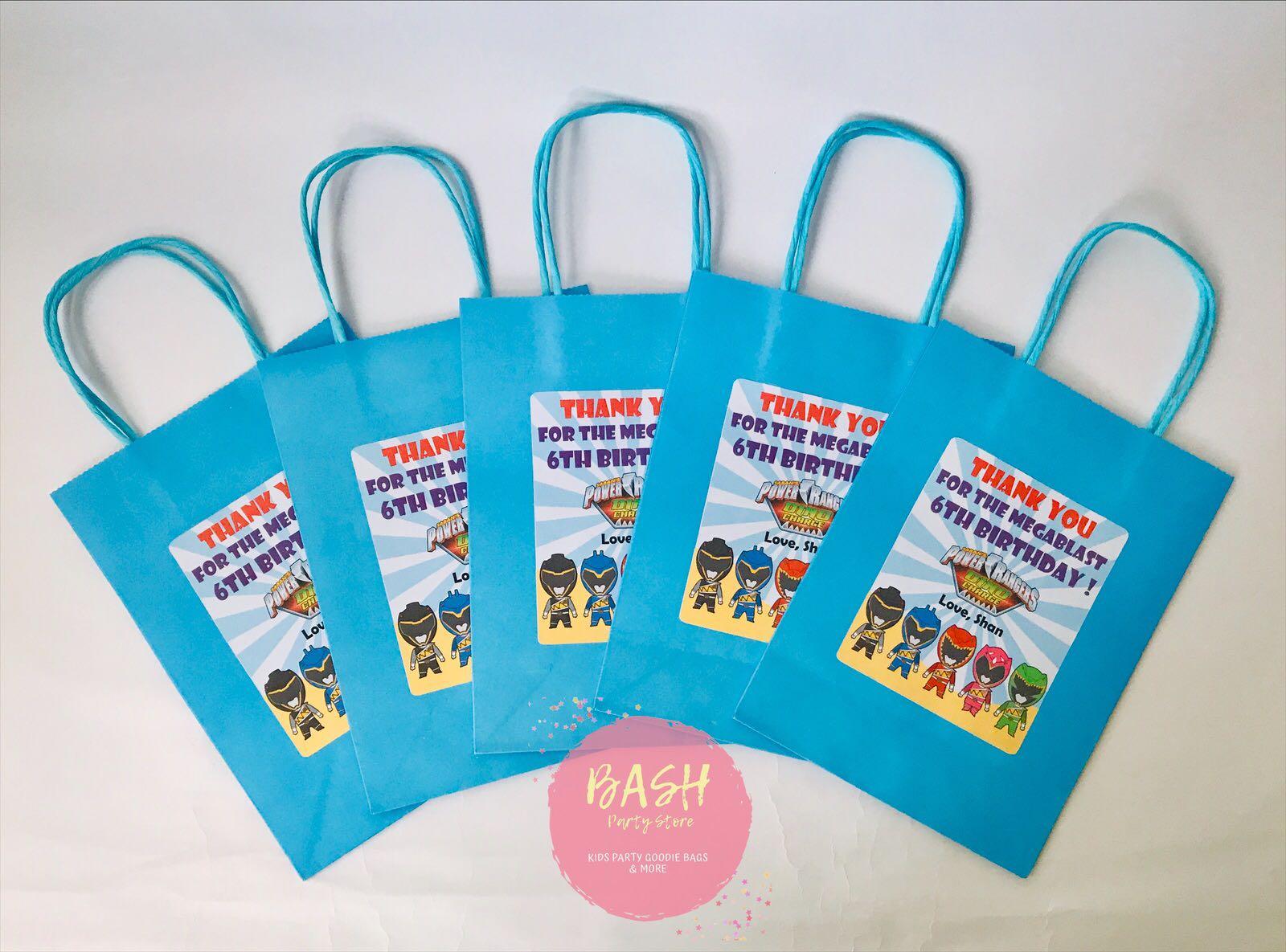 Customised Power Rangers Dino Charge Kids Birthday Party Paper Bag ...