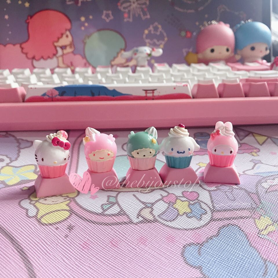 Kawaii Sanrio Keycaps Cupcake DSA profile PBT material Kiki and Lala ...