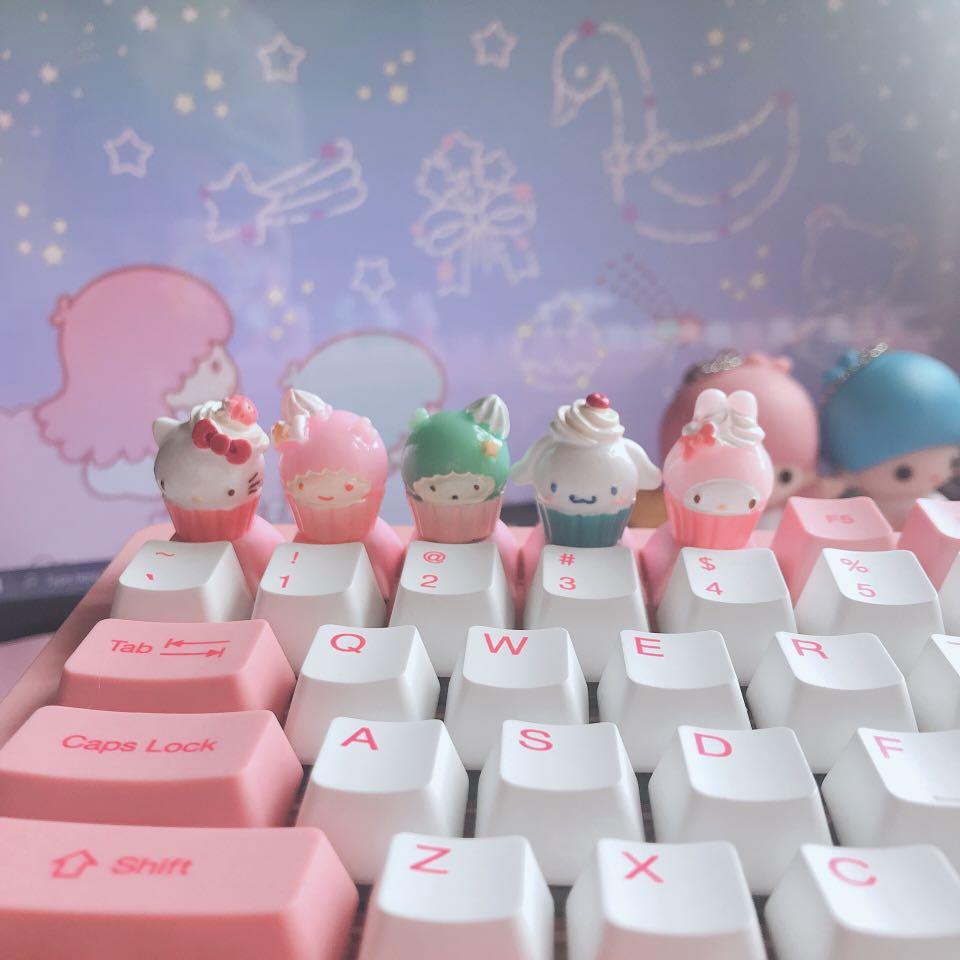 Kawaii Sanrio Keycaps Cupcake DSA profile PBT material Kiki and Lala ...