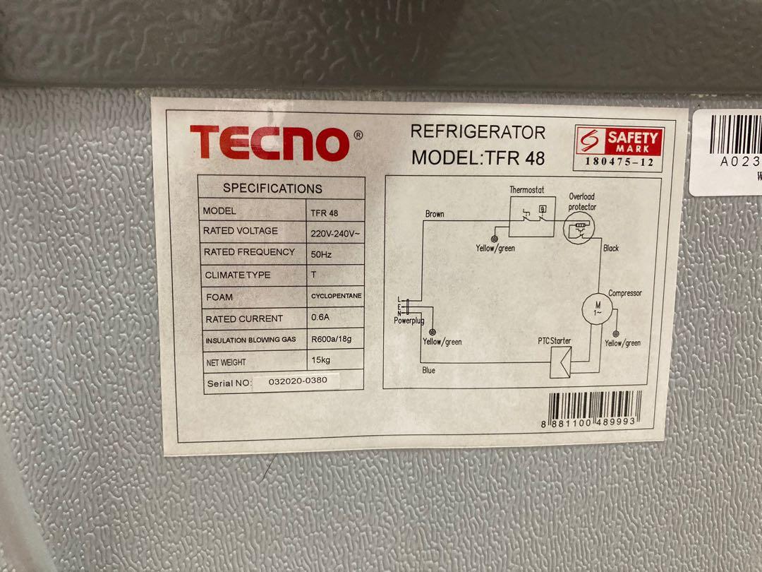 Techno fridge TFR 48 single door, TV & Home Appliances, Kitchen ...