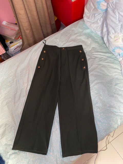 the stage walk army green tortise shell culottes, Women's Fashion ...