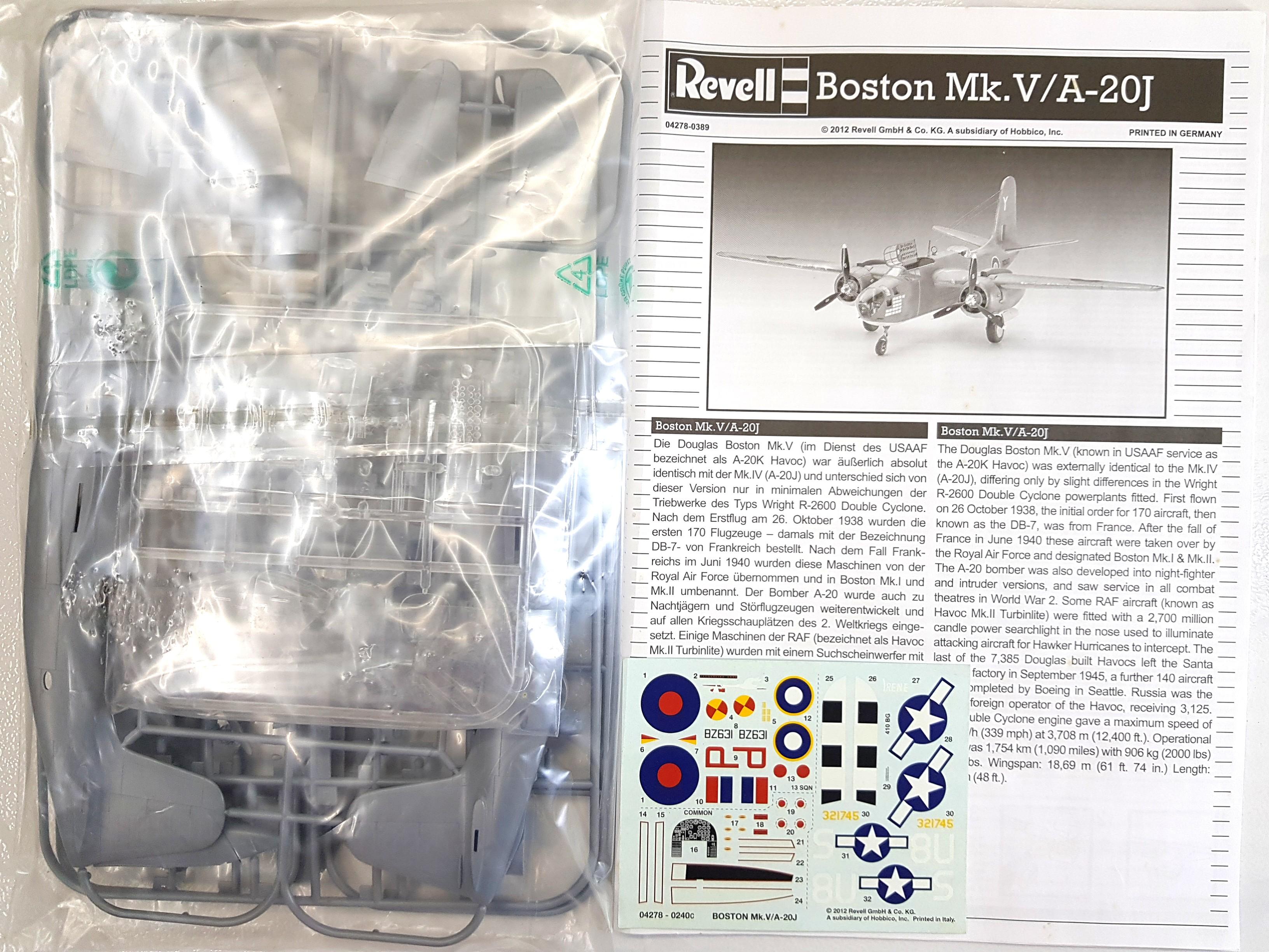 1/72 #04278 Revell Medium Bomber Boston Mk.V / Havoc A-20J * Rare ...