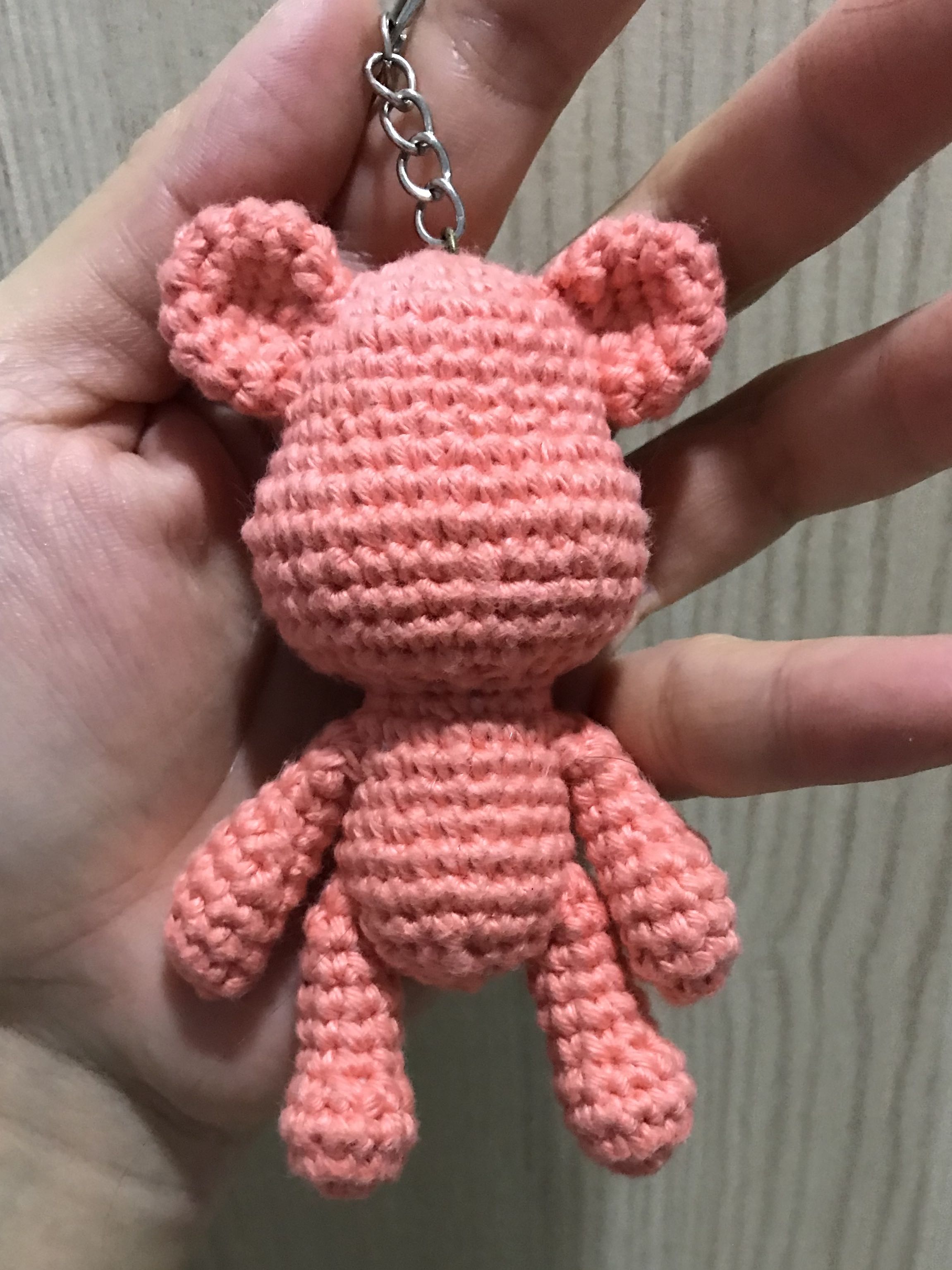 Crochet peach bear brick keychain, Hobbies & Toys, Stationery & Craft ...