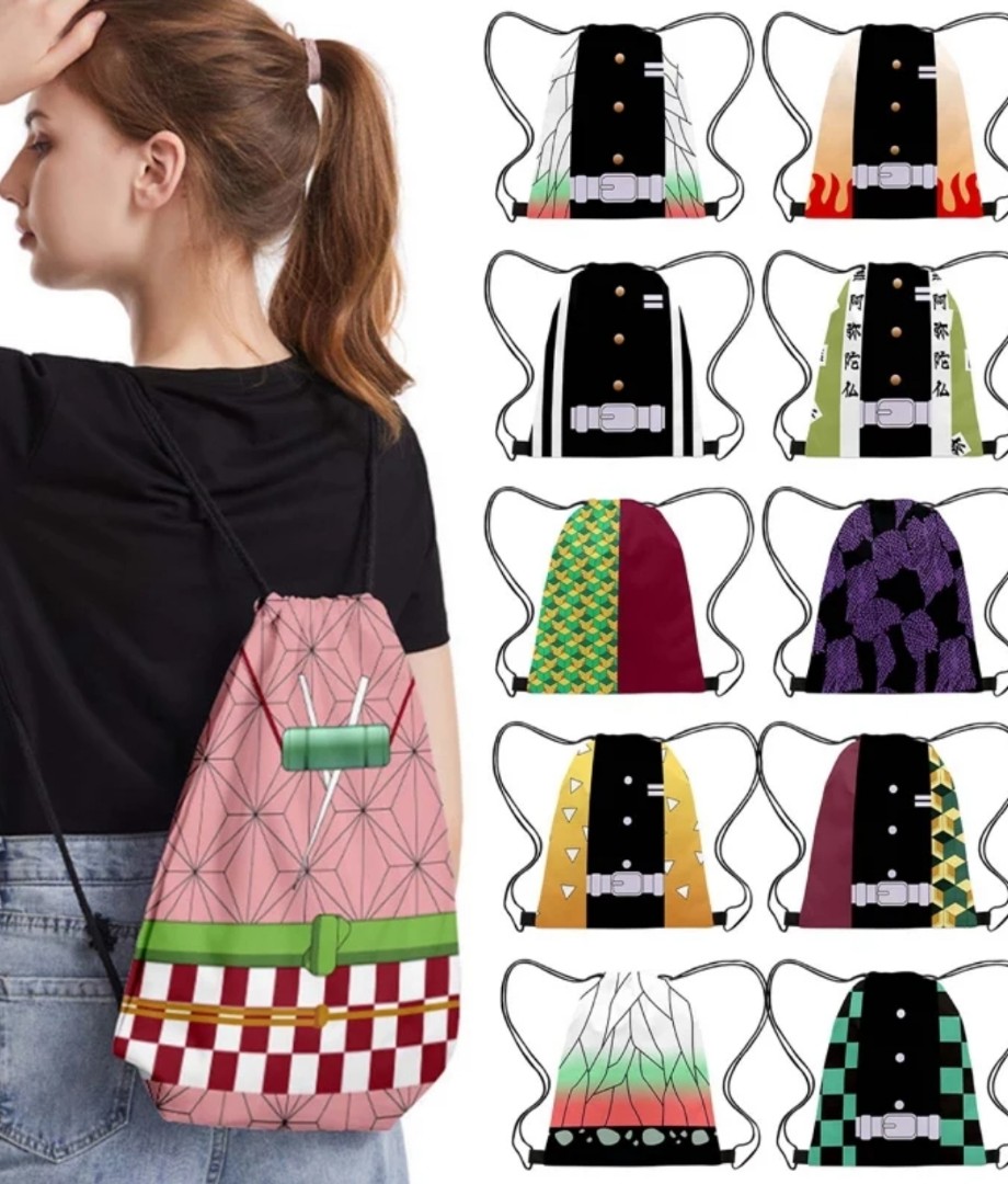Demon slayer drawstring bag draw string kimetsu no yaiba anime cute bag ...