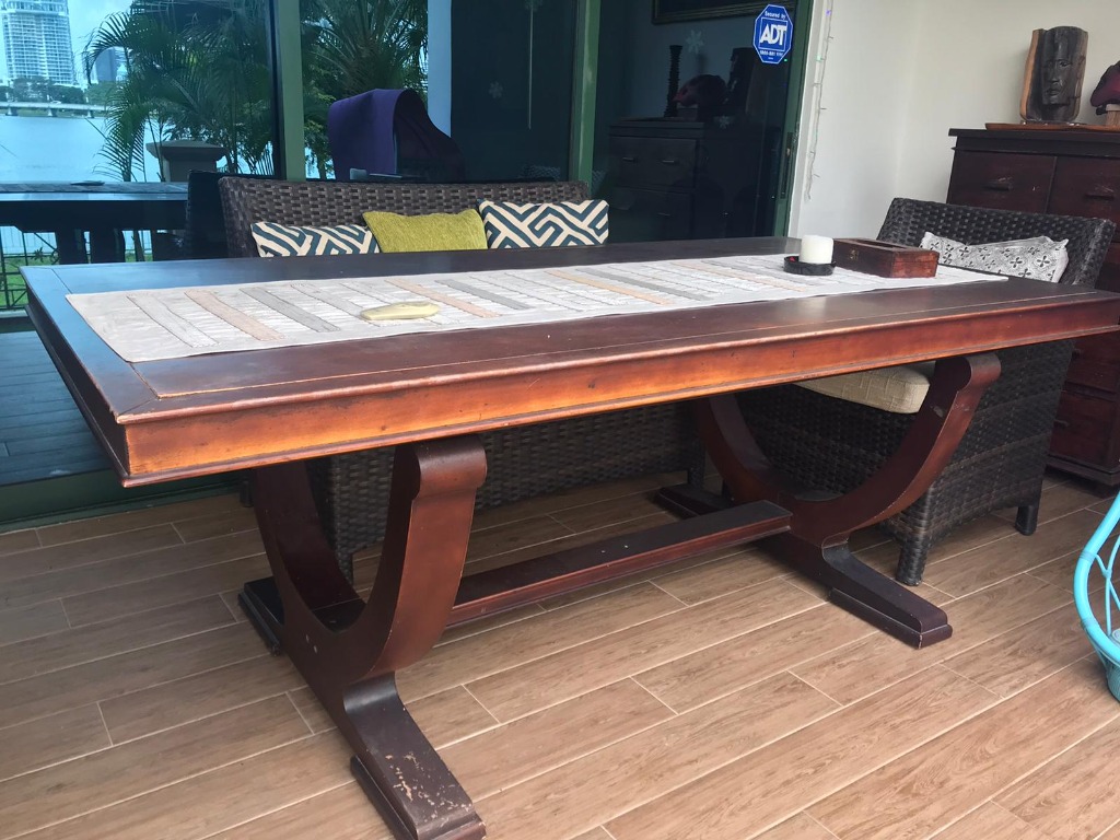 Dining table, furniture Bruno Menzi Cellini solid mahogany wood, 2m x ...