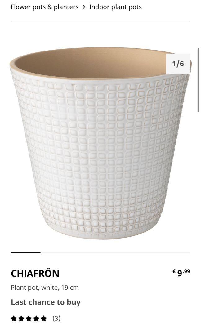 IKEA CHIAFRON PLANT POT 19cm, Furniture & Home Living, Gardening, Pots ...