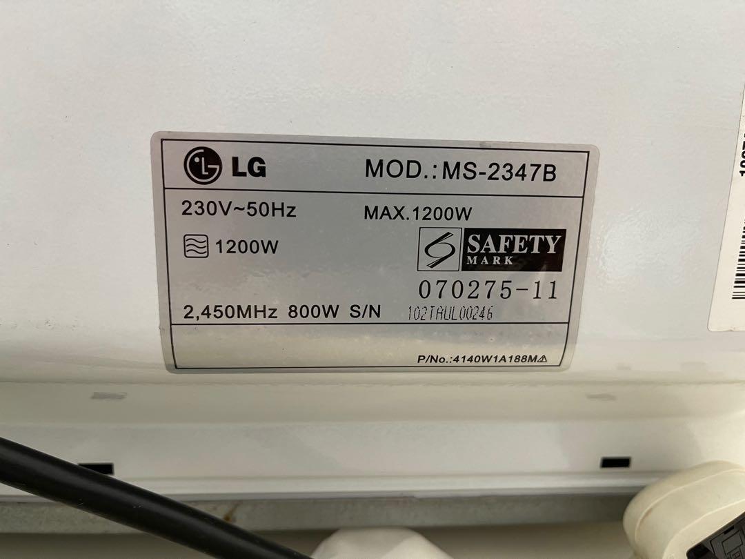 LG Microwave (Model: MS-2347B), TV & Home Appliances, Kitchen ...