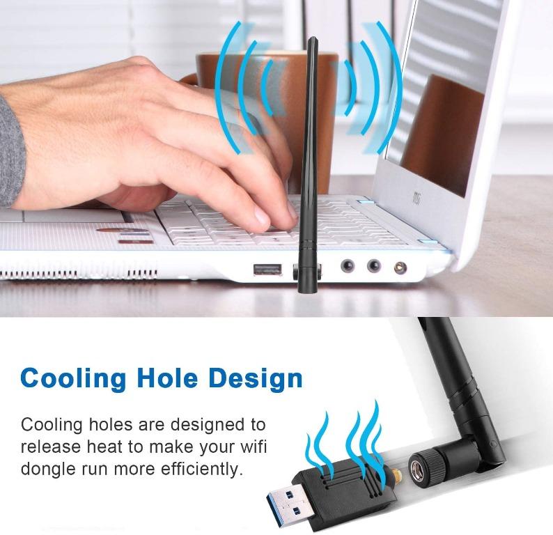 Maxesla USB Wifi Dongle - AC1200 Wifi Adapter,5dBi Dual Band 2.4/5GHz ...