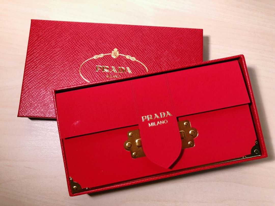 prada red packet ang bao red envelope, Luxury, Accessories on Carousell