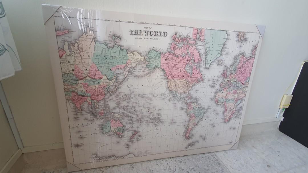 World Map, Furniture & Home Living, Home Decor, Frames & Pictures on ...